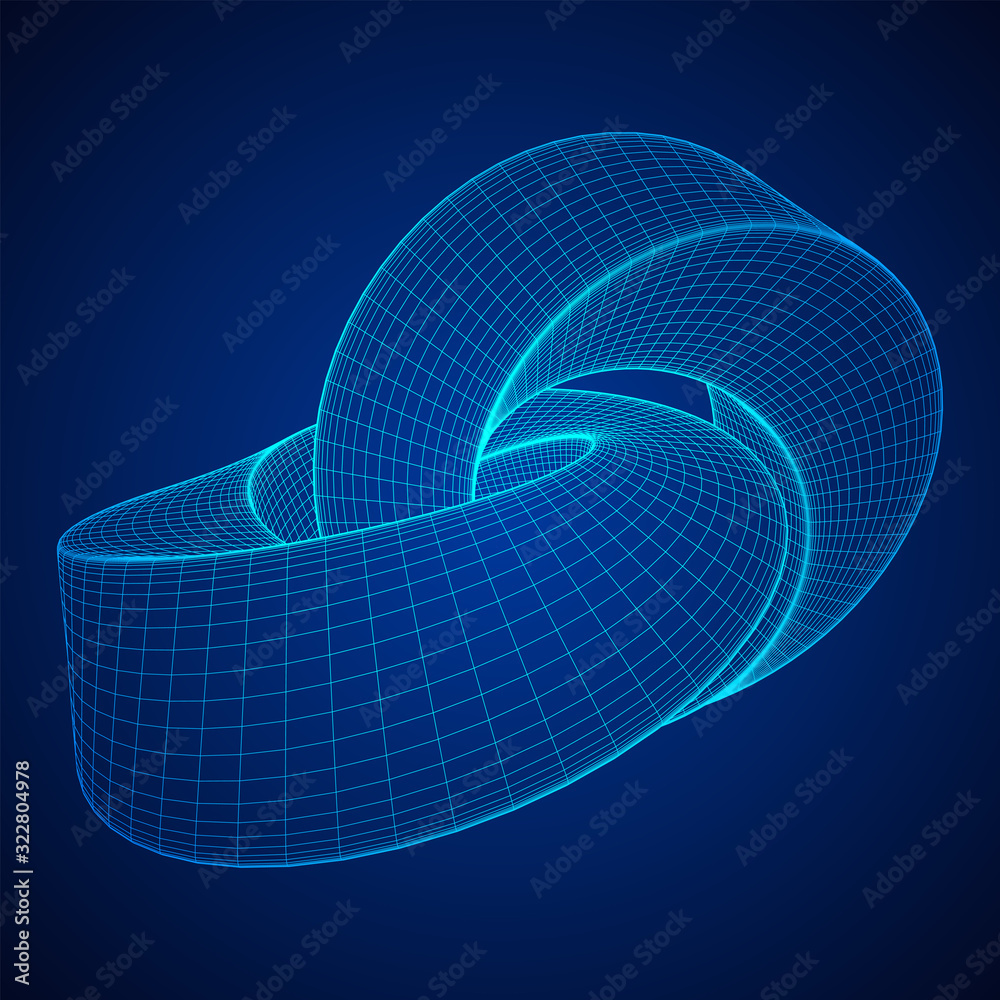 Mobius strip ring knot sacred geometry. Spatial figure with upturned ...