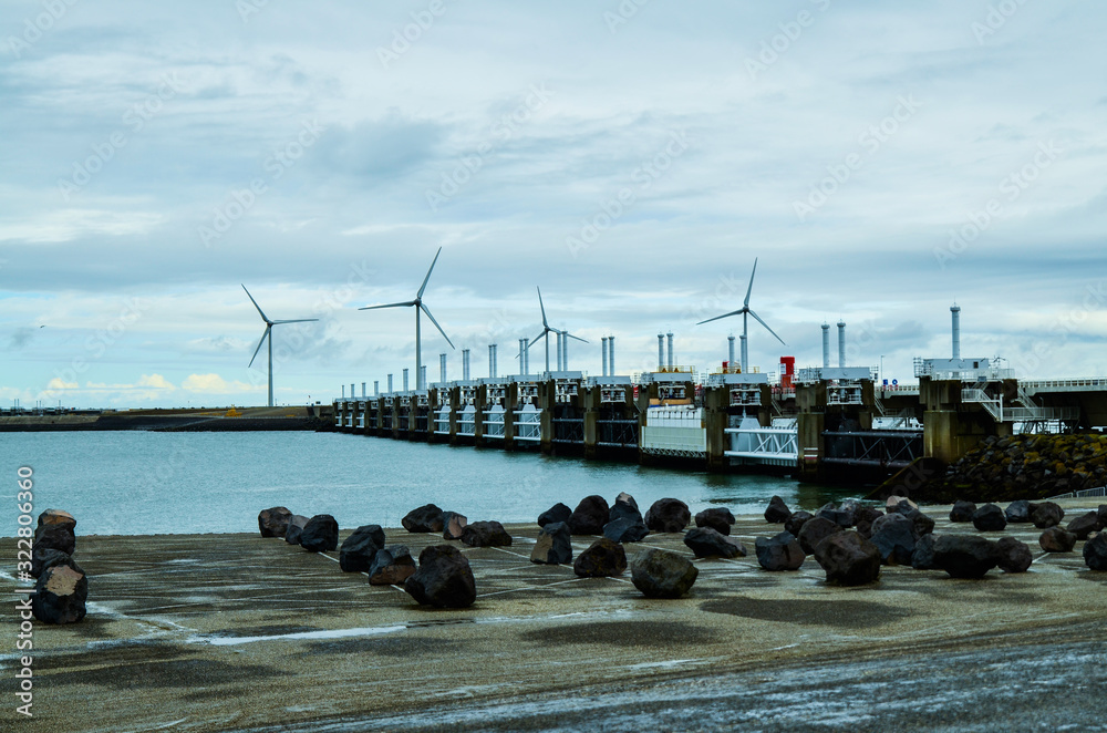 Oosterscheldekering, the Netherlands, August 2019. In Zeeland, wind ...
