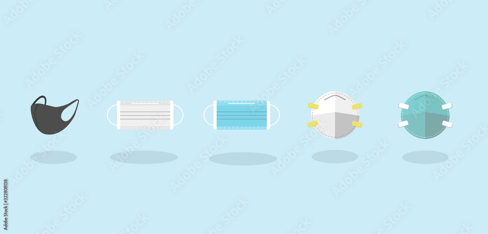 Various common types of mask illustration Stock Illustration | Adobe Stock