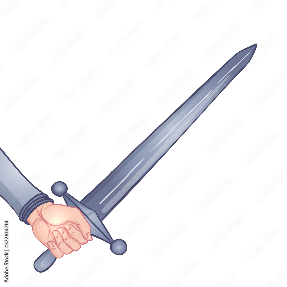 With sword and fire. Hand holding sword. Vintage gothic style inspired ...