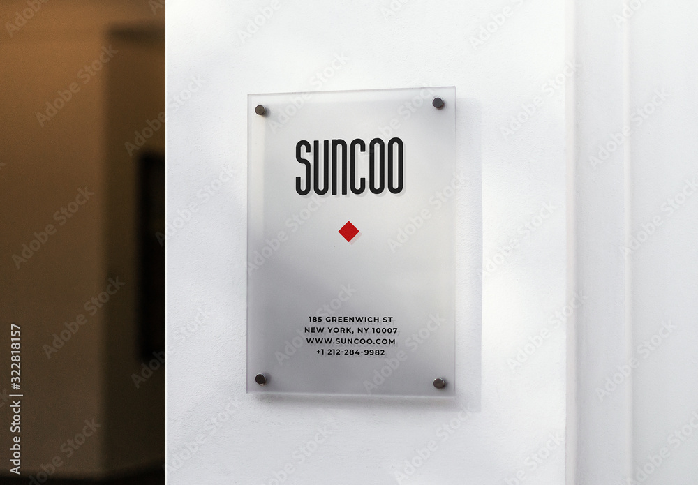 Entrance Logo Wall Mount Sign Mockup Stock Template | Adobe Stock