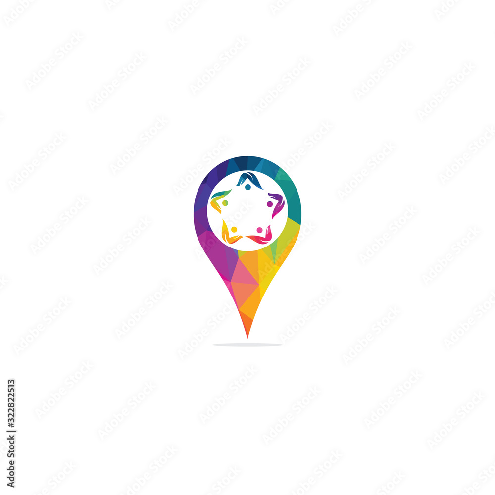 People and map pointer logo design. People and gps locator symbol or ...