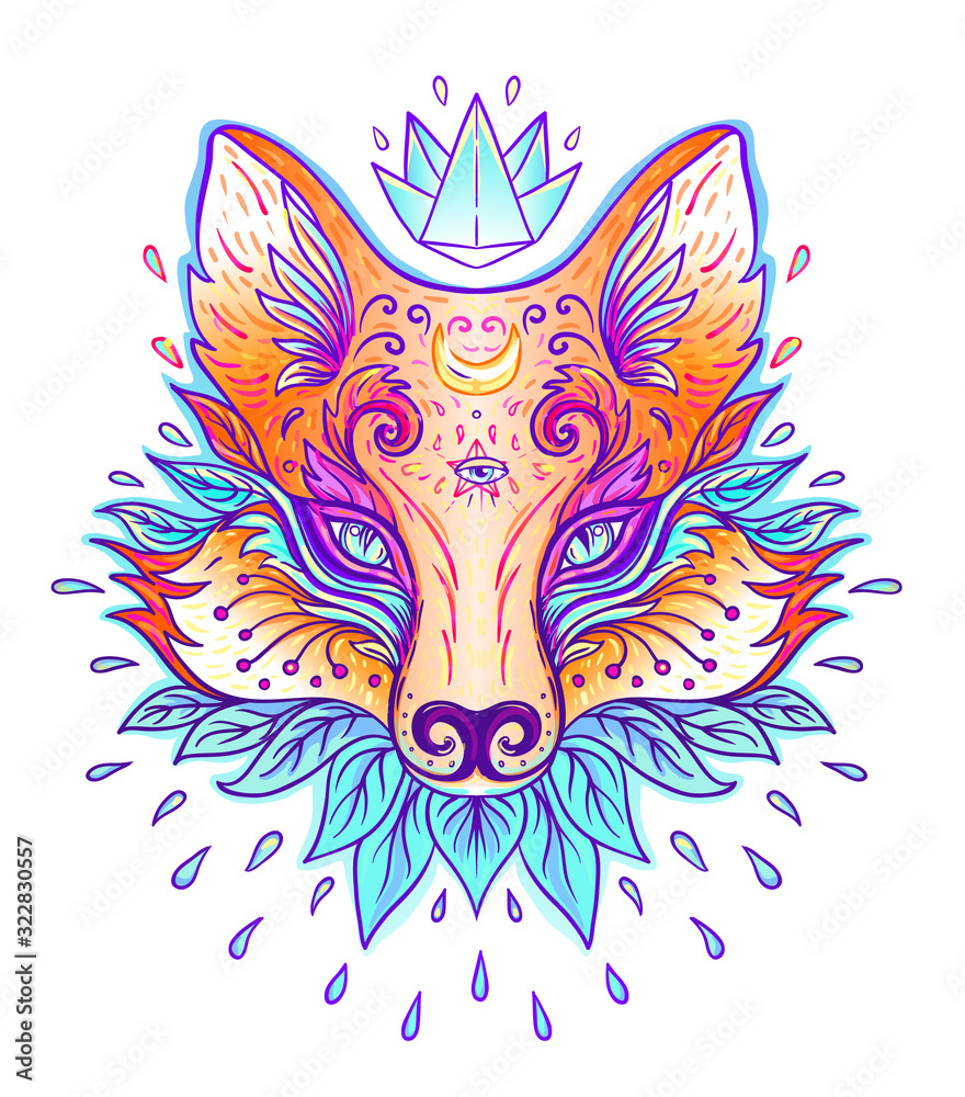 Cute fox face. Character tattoo design for pet lovers, artwork for ...
