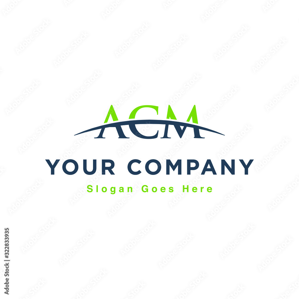 Initial letter ACM, overlapping movement swoosh horizon logo design ...