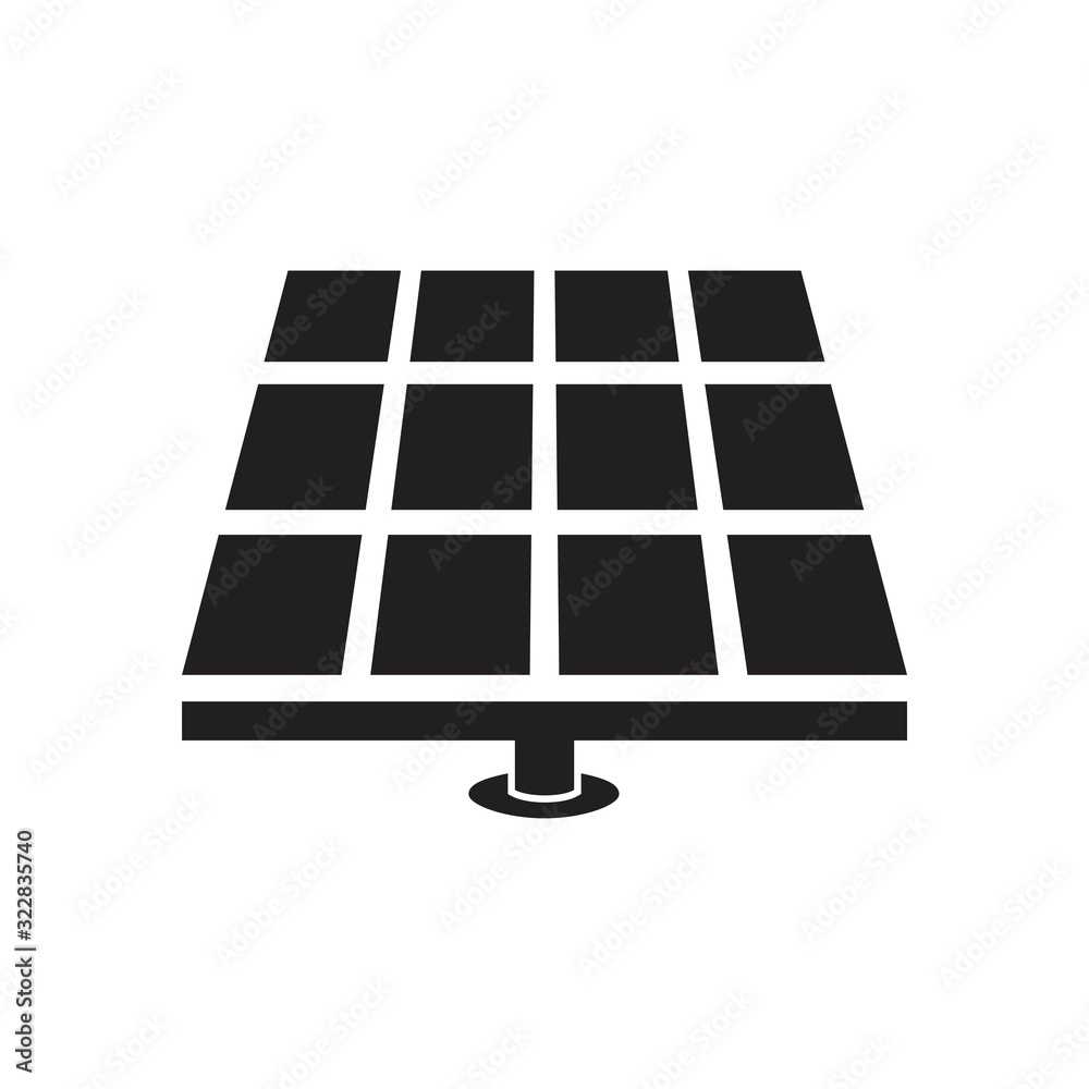 Solar panels technology, black and white icon template black color ...