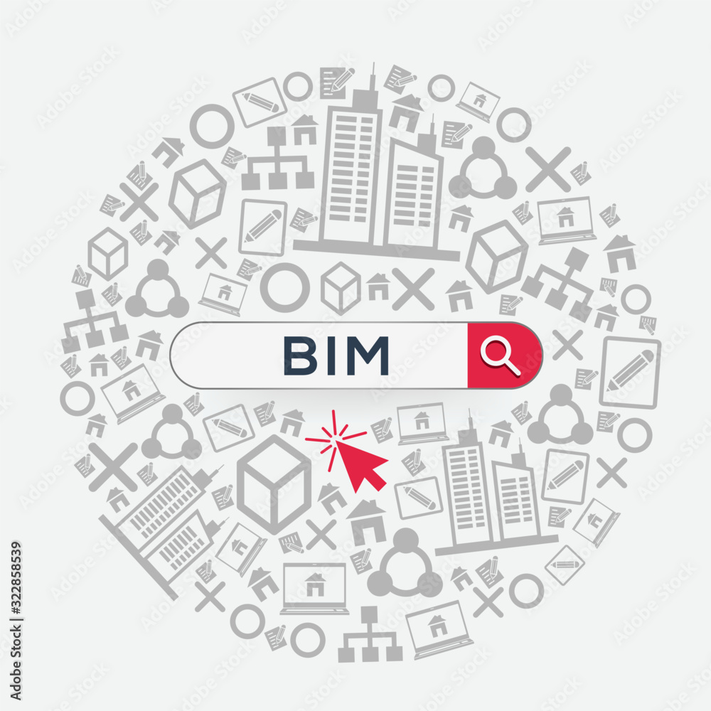 (BIM, Building information modeling) Word written in search bar,Vector ...