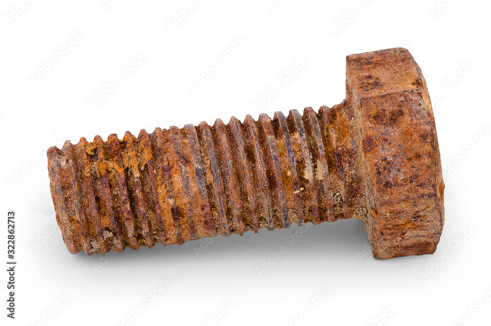 Rusty bolt closeup on a white background. Isolated on white background ...