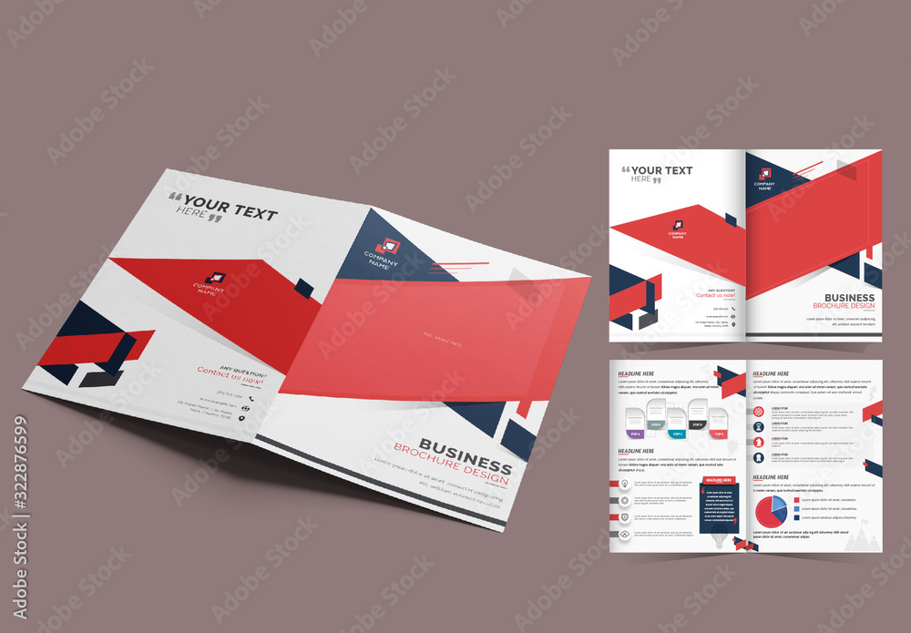 Red and Blue Business Brochure Layout Stock Template | Adobe Stock