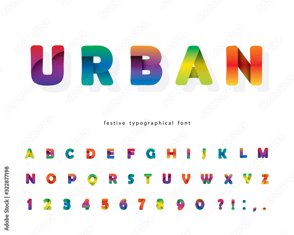 Paper cut out 3d alphabet. Modern urban font. Origami trendy letters ...