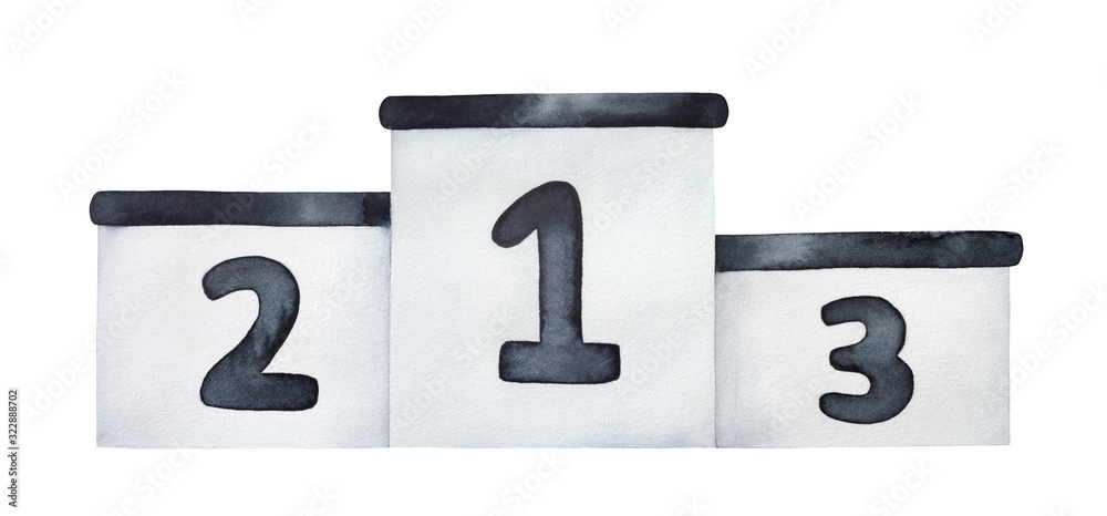 White podium for winners awarding ceremony with black numbers for 1st ...