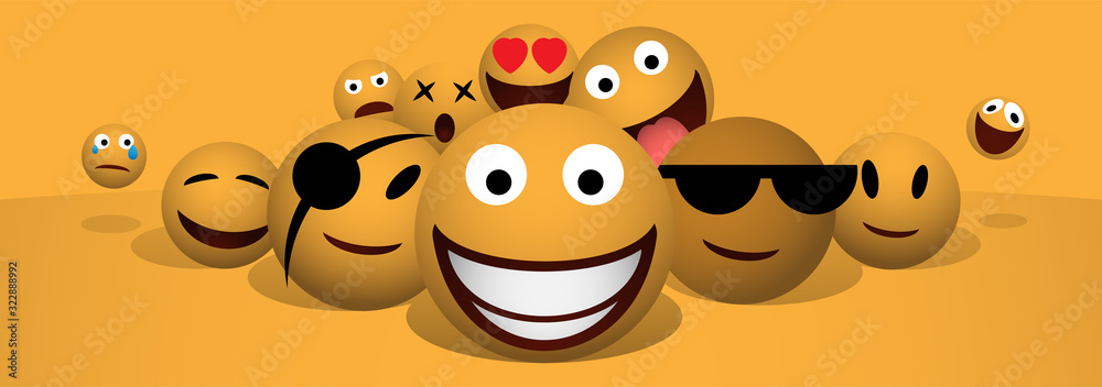 Diverse teamwork emoji group pack selfie banner Stock Vector | Adobe Stock