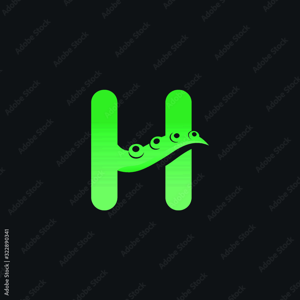 Letter H Logo Design with Tentacle Element Stock Vector | Adobe Stock