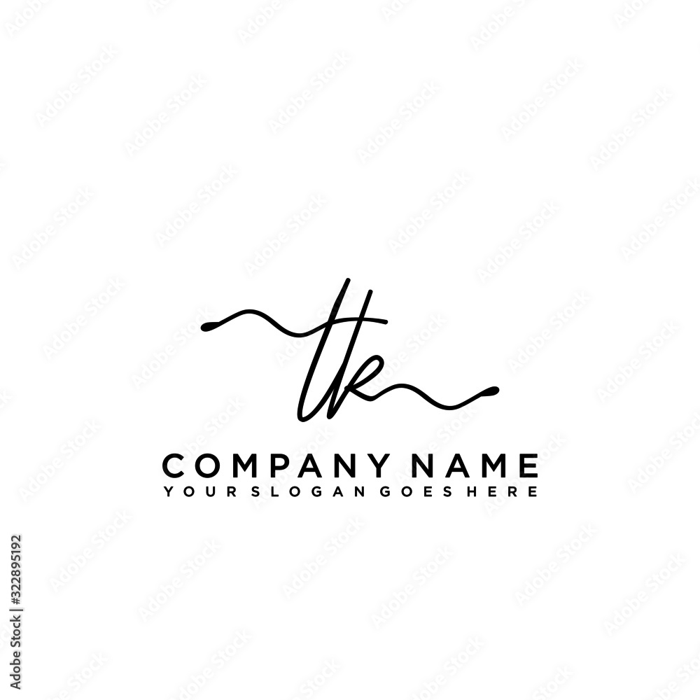 Initial letter TK Signature handwriting Logo Vector Stock Vector ...