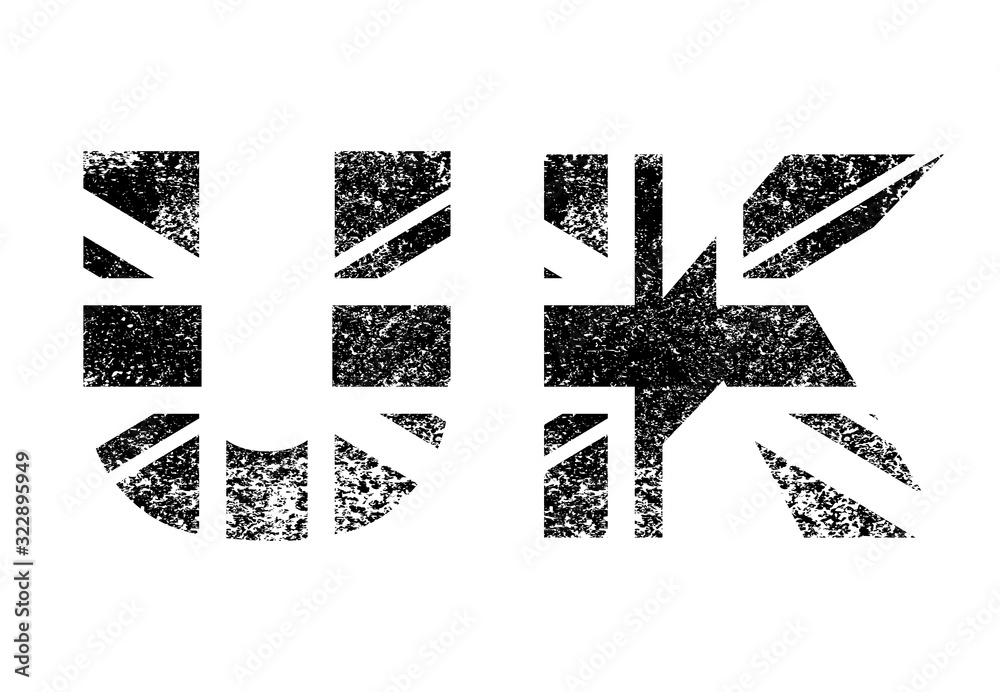 United Kingdom flag in letters, vintage British Union Jack, Great ...