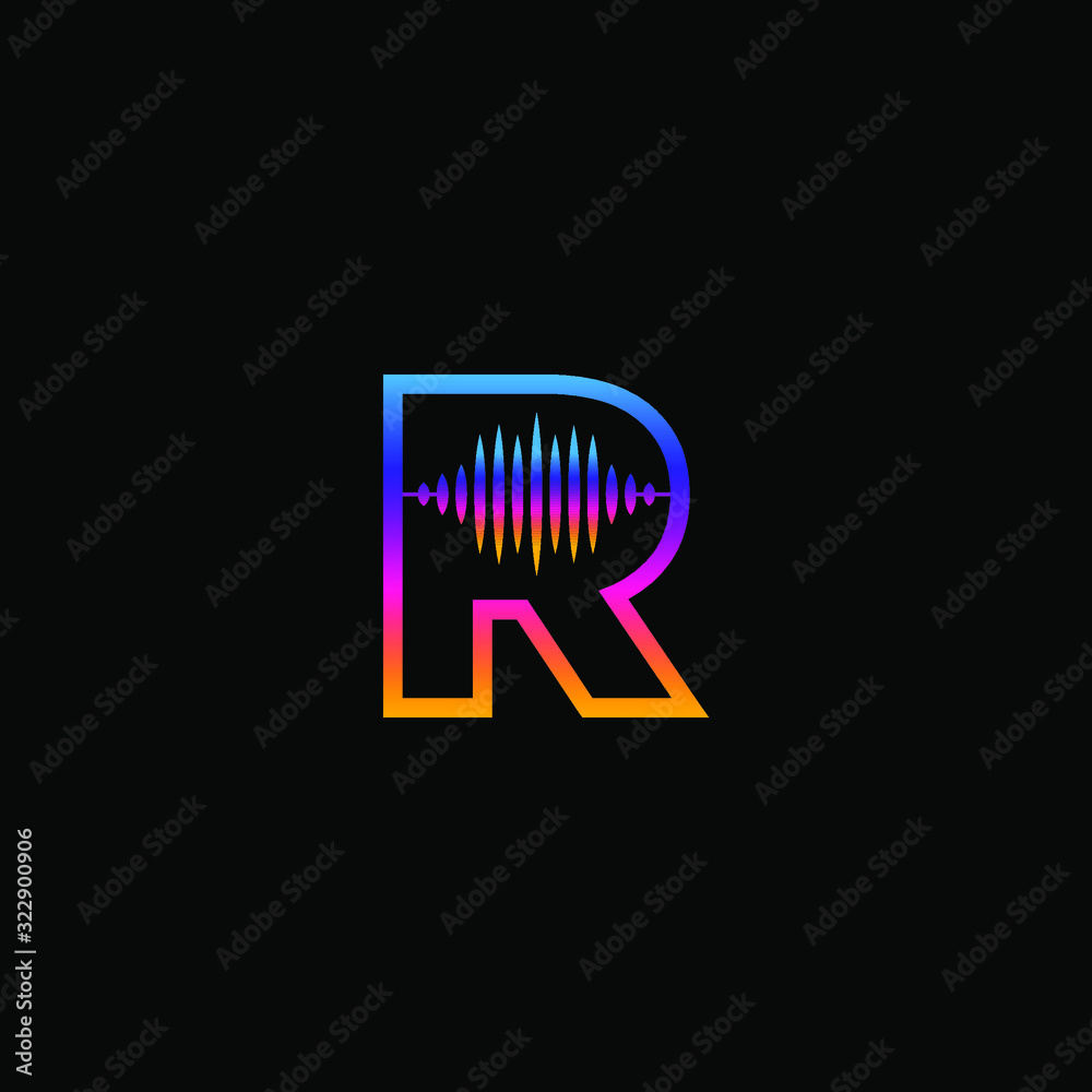 Initial Letter R Sound Weaves Logo Design Concept Stock Vector | Adobe ...