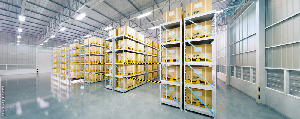 Warehouse or industry building interior. known as distribution center ...