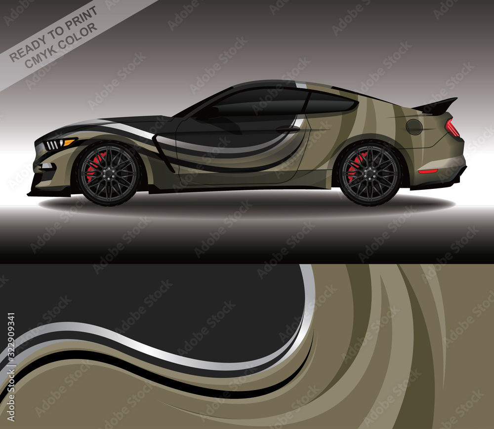 Vetor de Car wrap decal design vector, custom livery race rally car ...