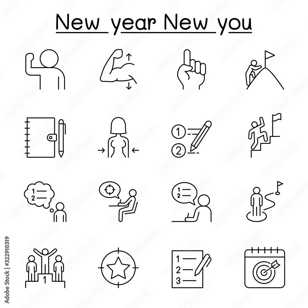 Intention & Planing icon set in thin line style Stock Vector | Adobe Stock