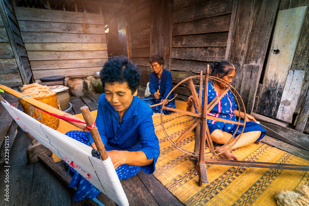 Craftsmen of Thai indigo cotton. Old Woman are the original Indigo ...