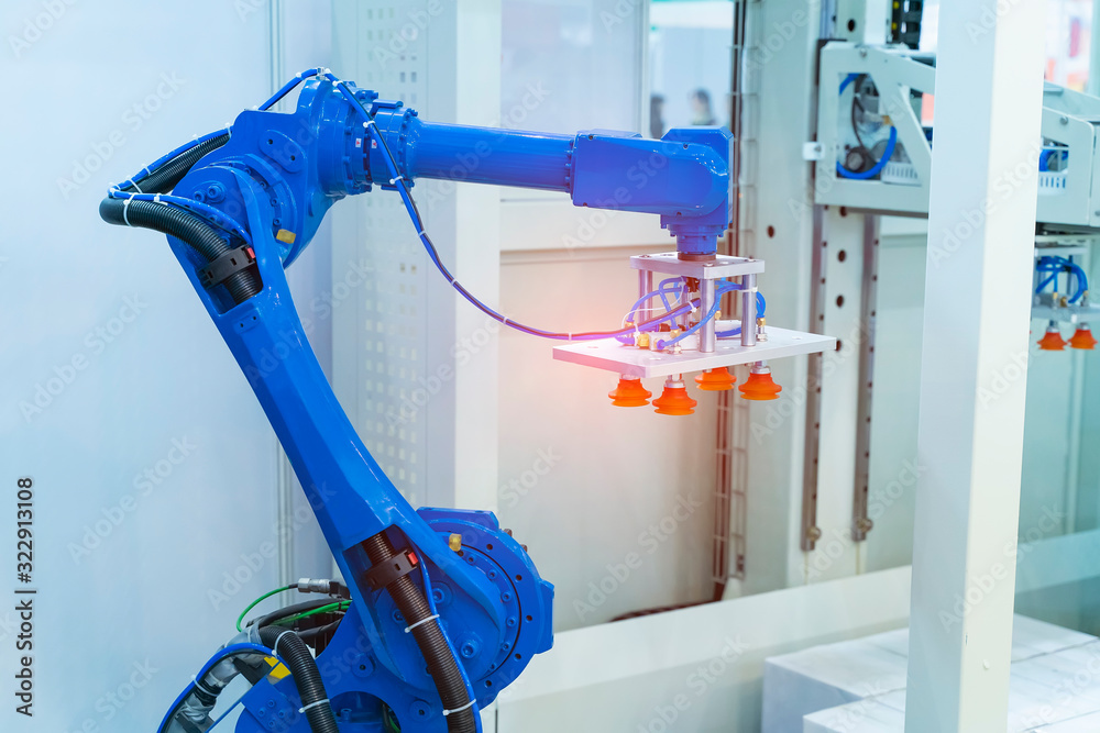 robotic pneumatic piston sucker unit on industrial machine,automation ...