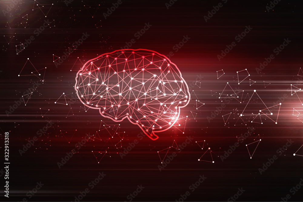 2d illustration Concept of thinking, background with brain, Abstract ...