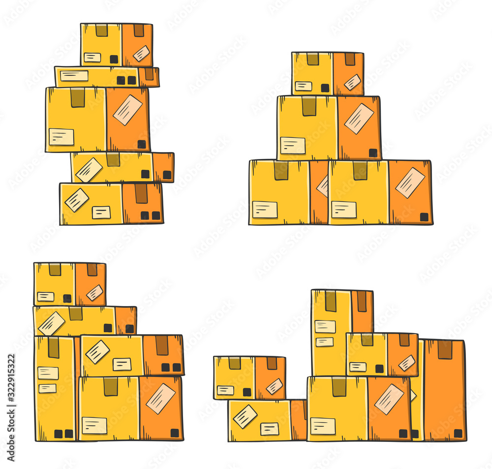 Yellow cargo package in cartoon style, vector image. Stock Vector ...