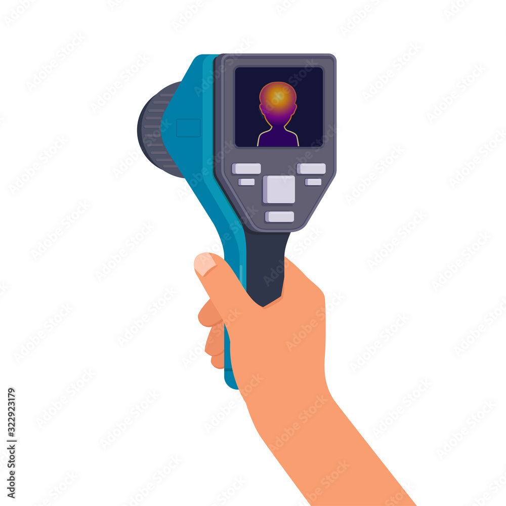Hand holds a thermal imaging camera Stock Vector | Adobe Stock