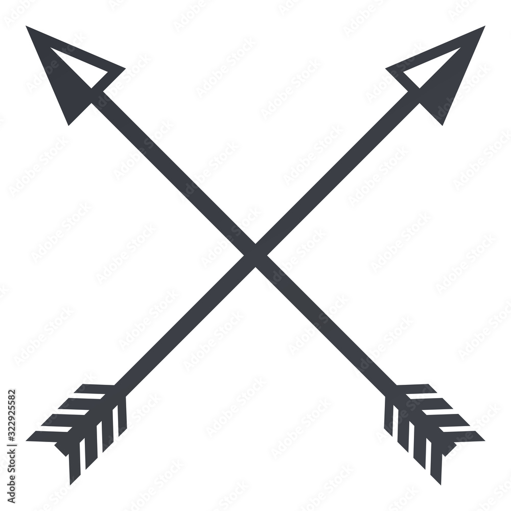 Vector Black Silhouette Medieval Icon of Crossed Arrows Stock Vector ...