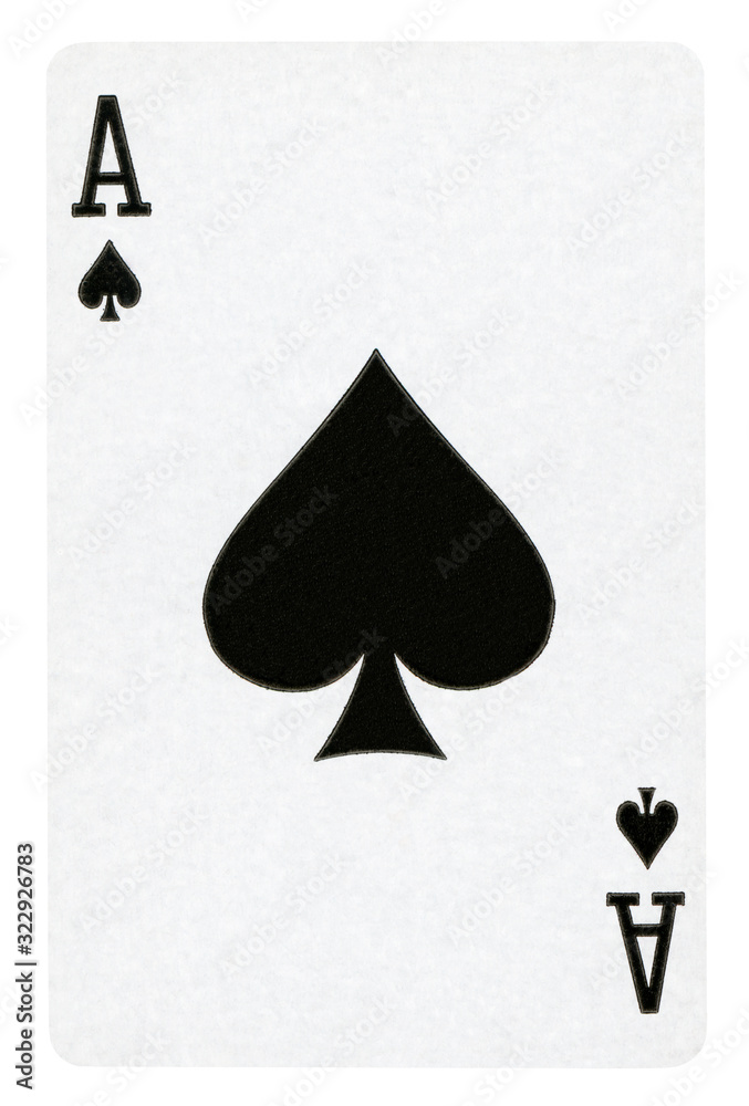 Ace of Spades playing card isolated on white (clipping path included ...