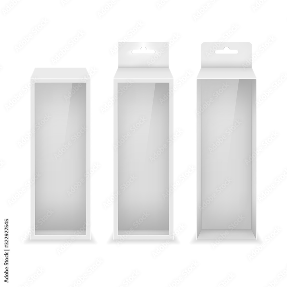 Paper white packaging box with transparent window and hanging hole ...