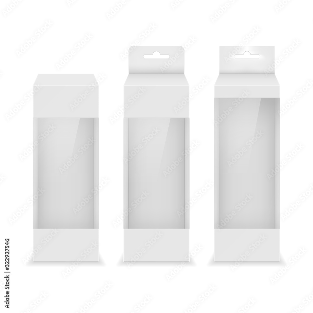 Paper white packaging box with transparent window and hanging hole ...