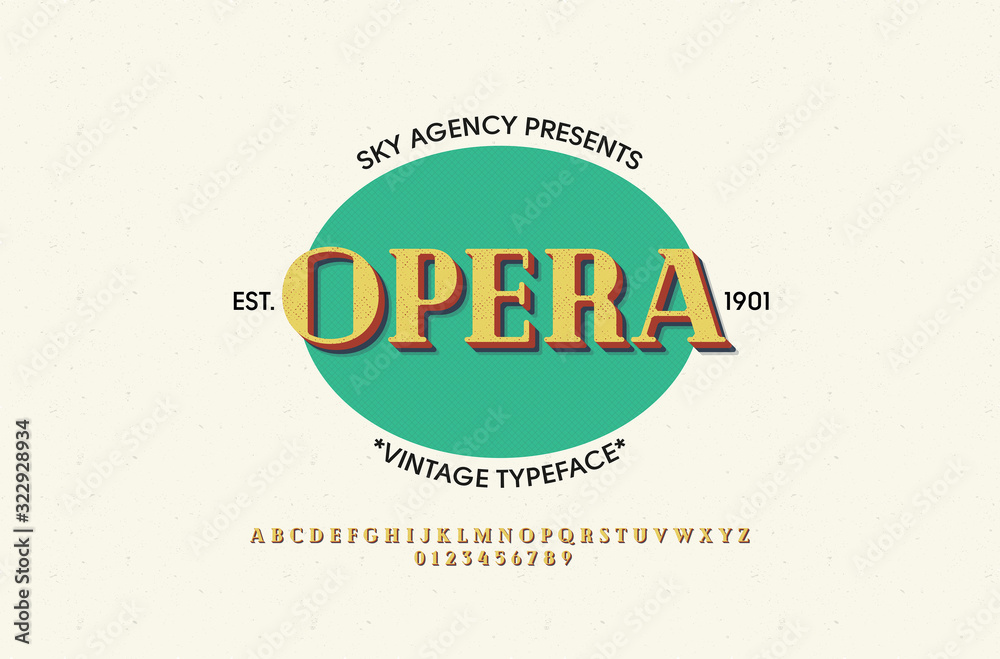 Vintage style font and alphabet for different designs. Opera typeface ...