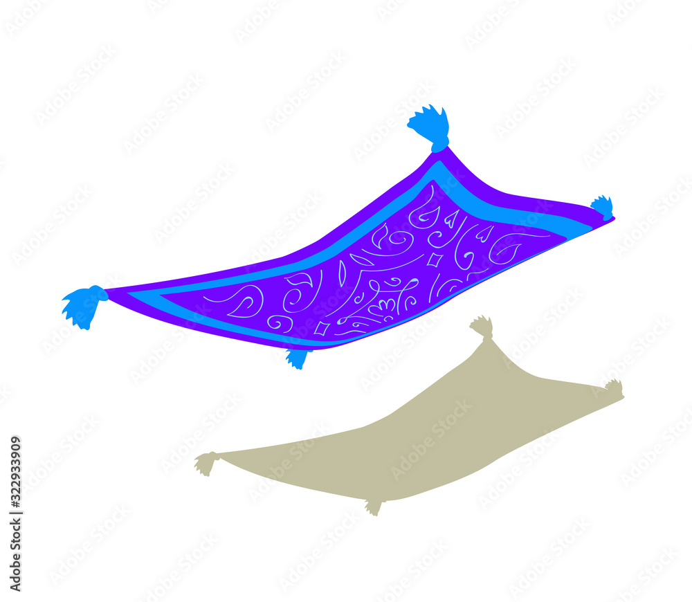 Magic carpet on a white background. Cartoon. Vector illustration. Stock ...