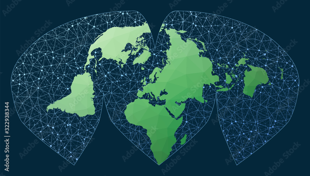 Communications map of the world. Interrupted Sinu Mollweide projection ...