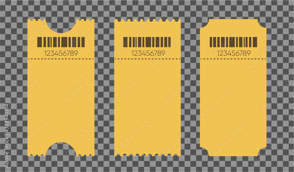 Blank tickets mockup for entrance to the concert. Set of empty ticket ...