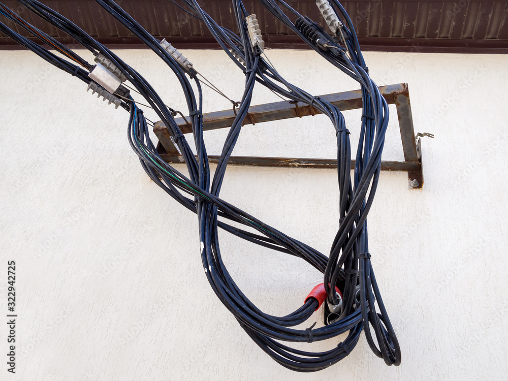 The output of electric cables to the overhead line from the substation ...