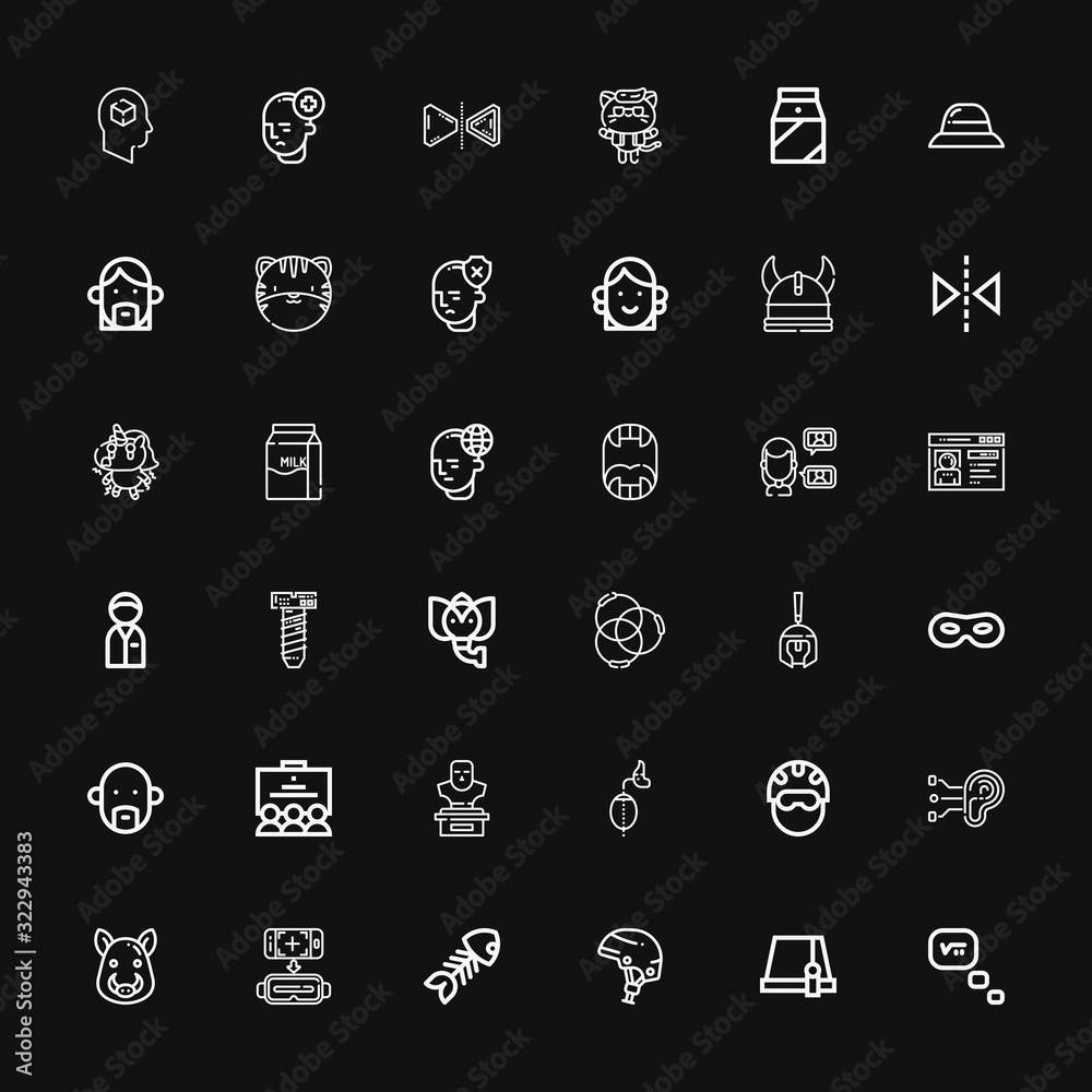 Editable 36 head icons for web and mobile Stock Vector | Adobe Stock