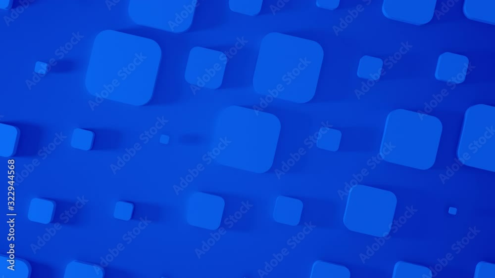 Abstract 3D blue cubes scale and rotating around. Animation shapes ...