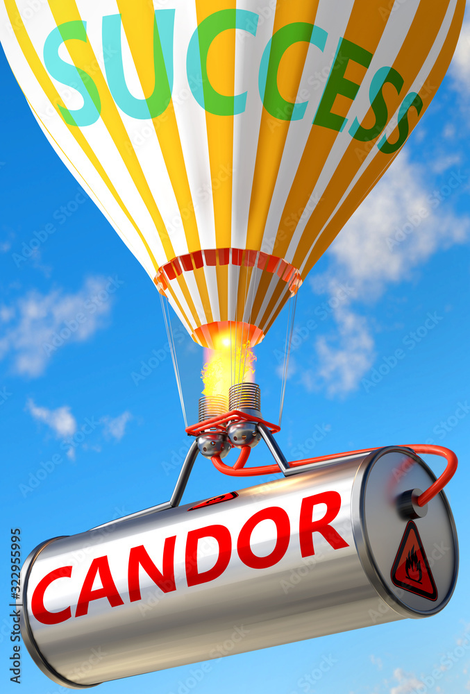 Candor and success - pictured as word Candor and a balloon, to ...