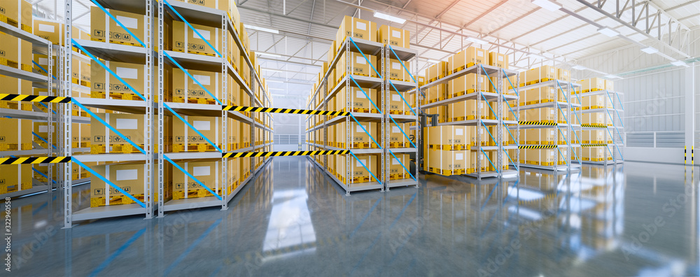 Warehouse or industry building interior. known as distribution center ...