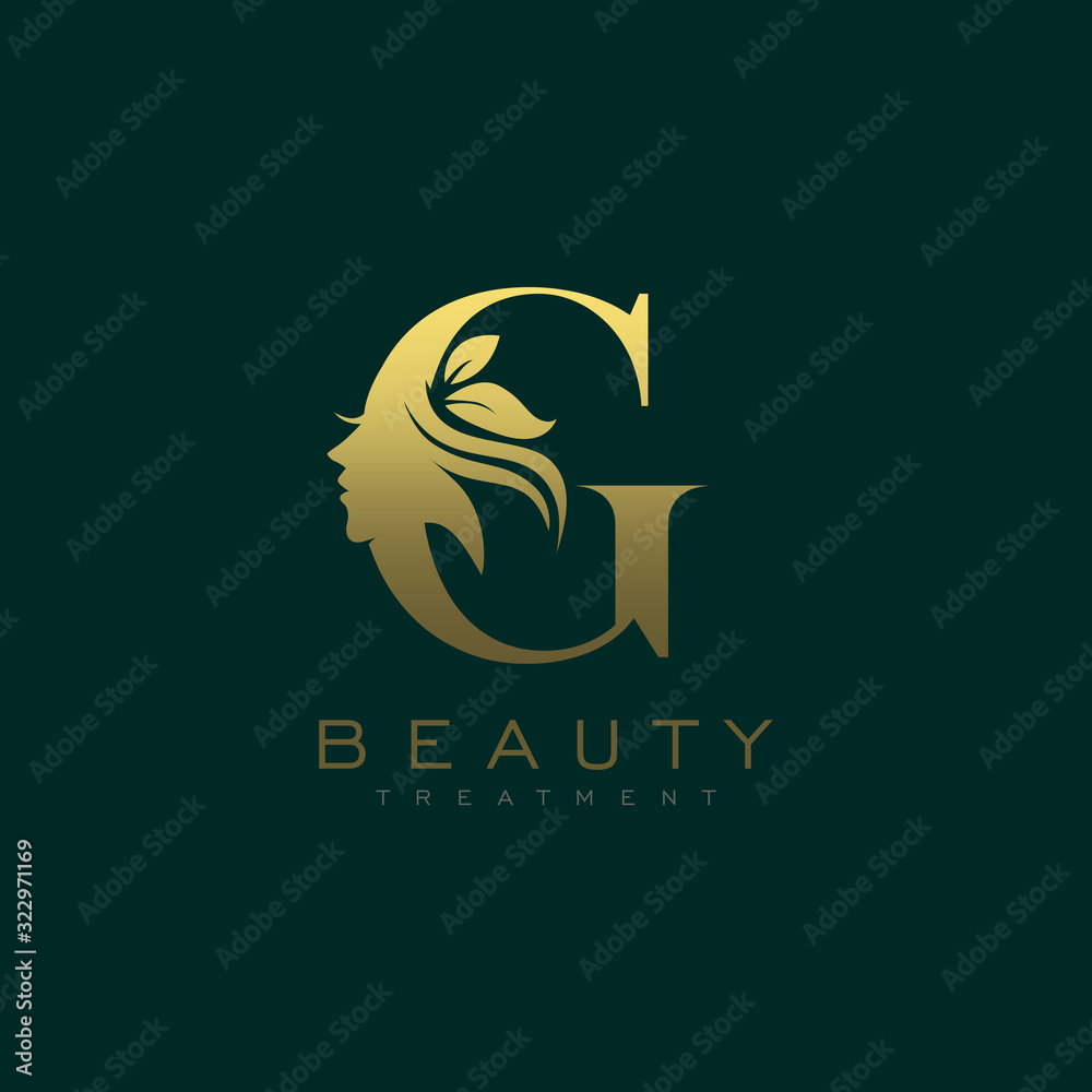 Letter G Luxury Beauty Face Logo Design Vector Stock Vector | Adobe Stock