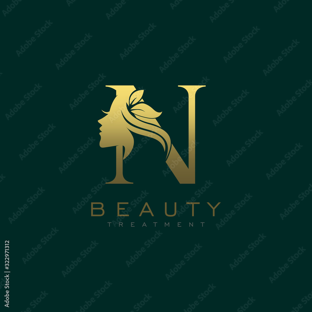 Letter N Luxury Beauty Face Logo Design Vector Stock Vector | Adobe Stock
