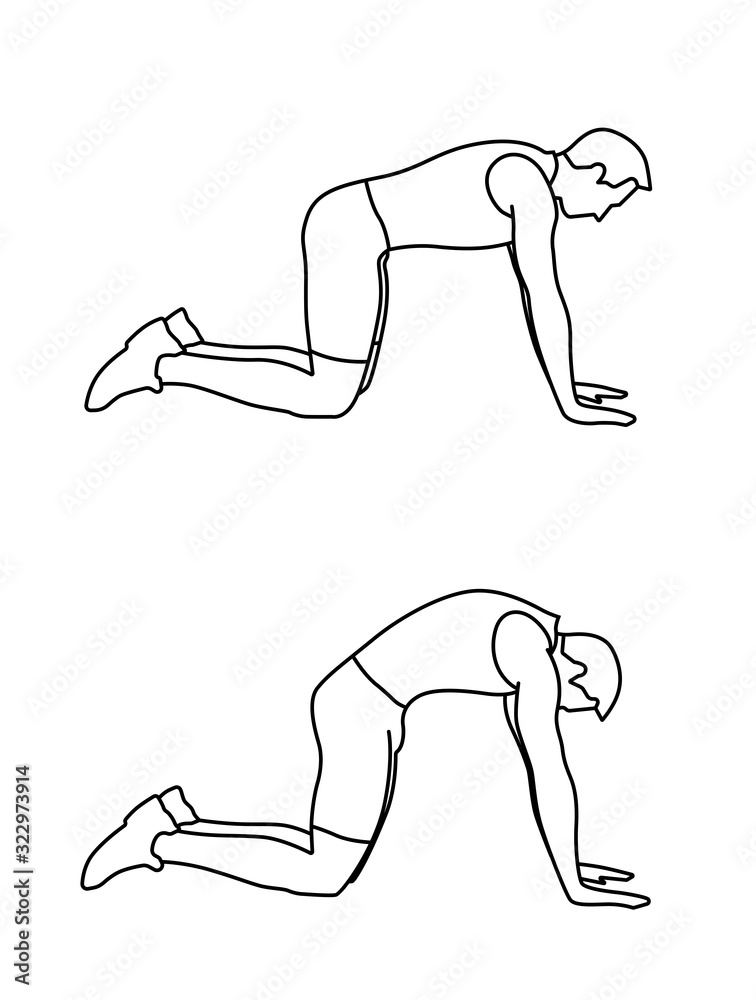 Isolated man stretching his back on the floor. Sport, fitness ...