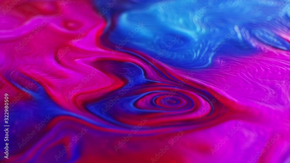 Abstract 3d render of animated paint liquid looped, mixing pink blue ...