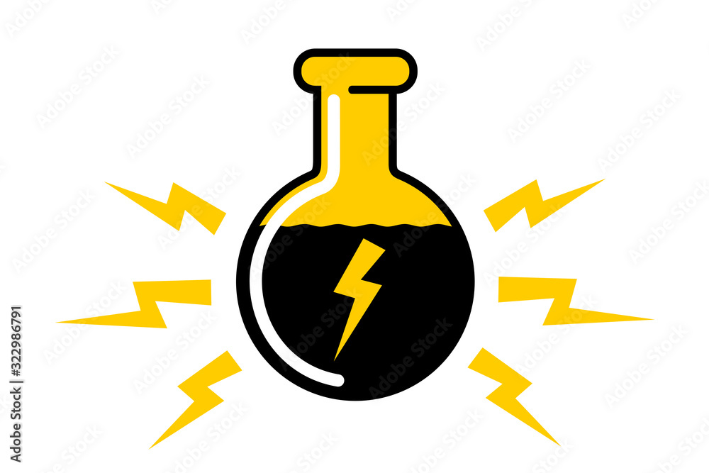 Energy drink - stimulating liquid stimulant with symbol of electricity ...