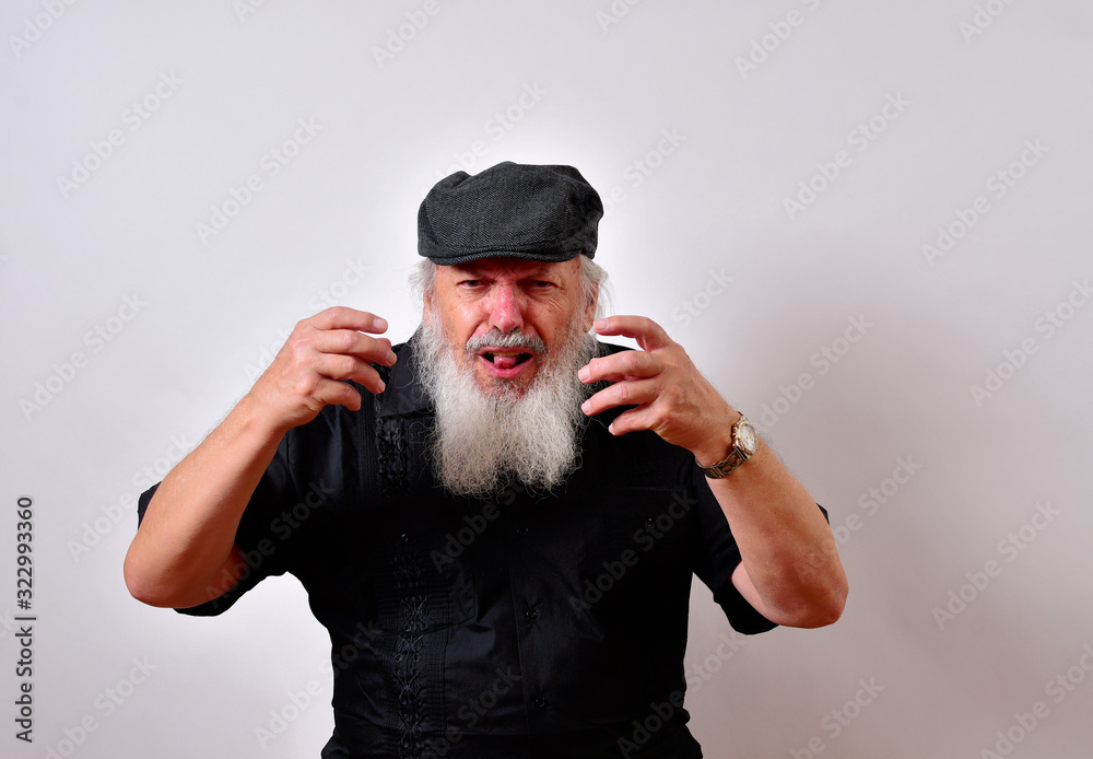 Grumpy old man is very upset.Elderly gentleman in distress.Senior man ...