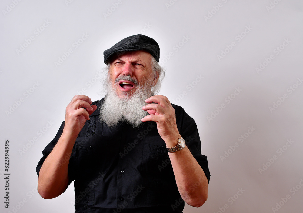 Grumpy old man in an argument.Elderly man having a sprited discussion ...