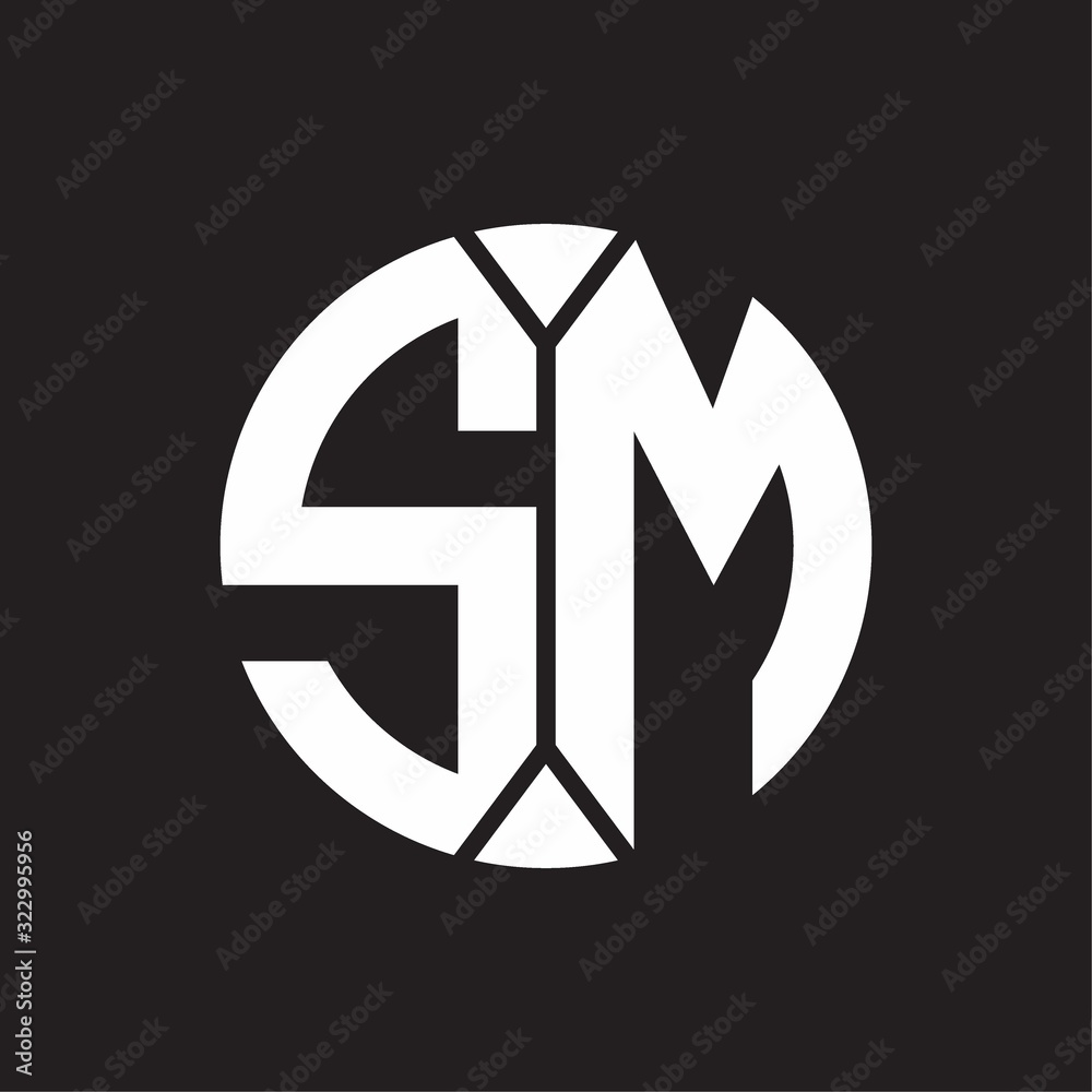 SM Logo monogram with piece circle ribbon style Stock Vector | Adobe Stock