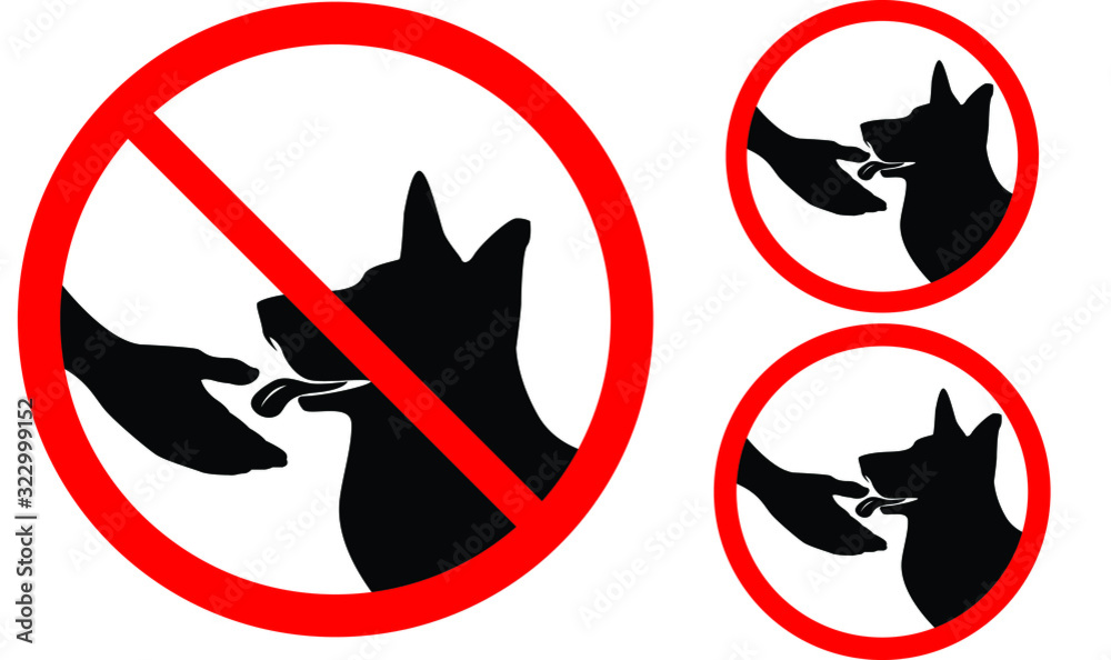 Symbol for dogs not to lick hands, do not touch dogs, do not touch dogs ...