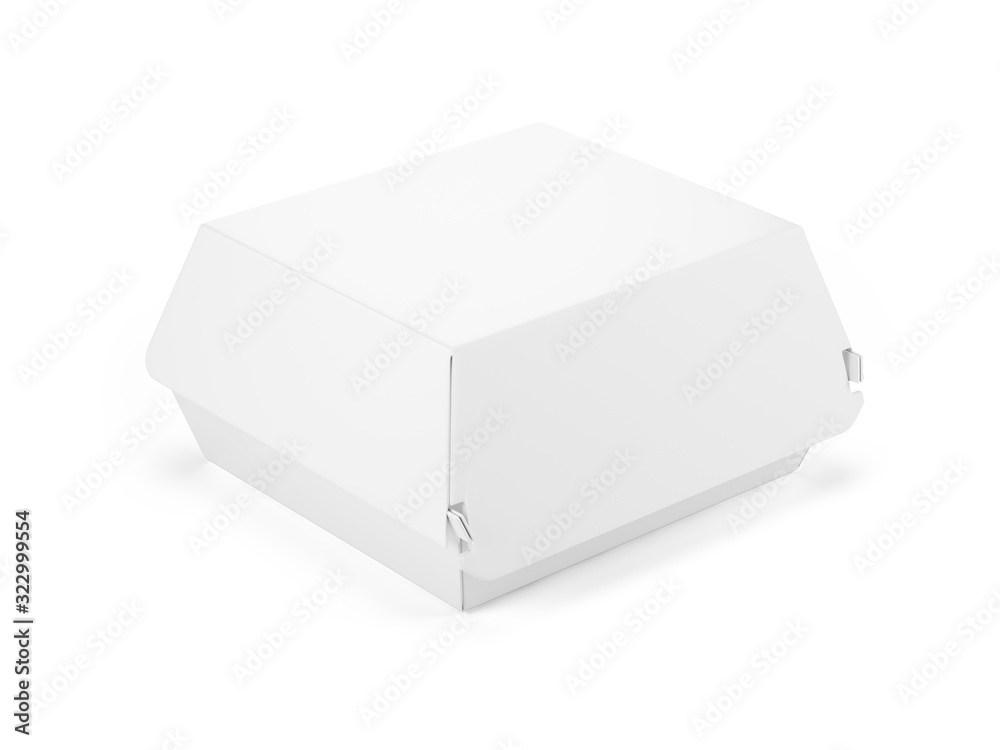 White food box isolated on white background. Packaging for burger ...